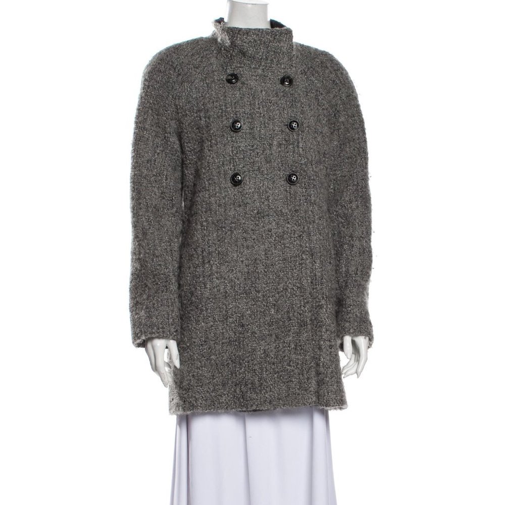 Dkny Black Label Boucle Wool Pea Coat 10 - Gem